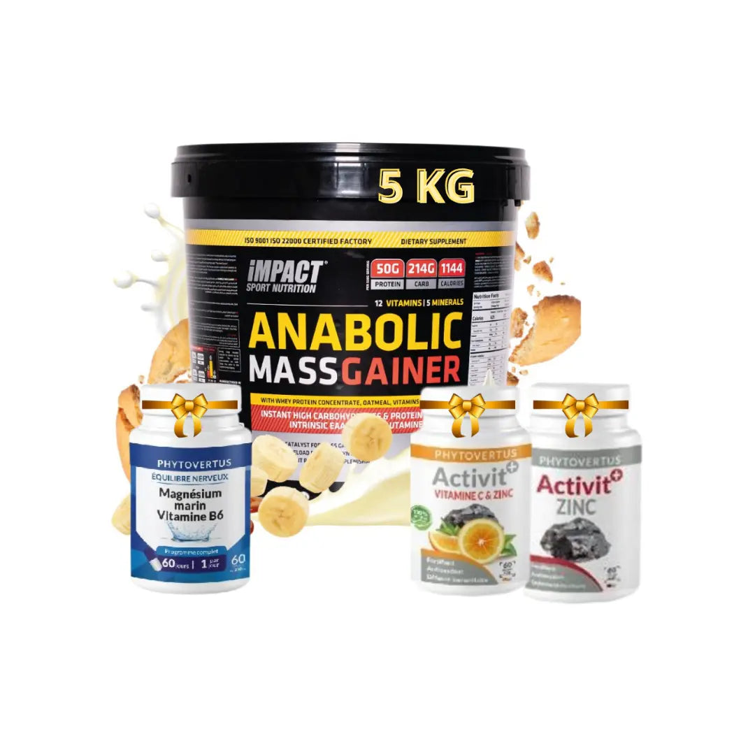 Anabolic Mass Gainer 5 Kg + Magnesium + Zinc + Vitamine C - – gymproprotein