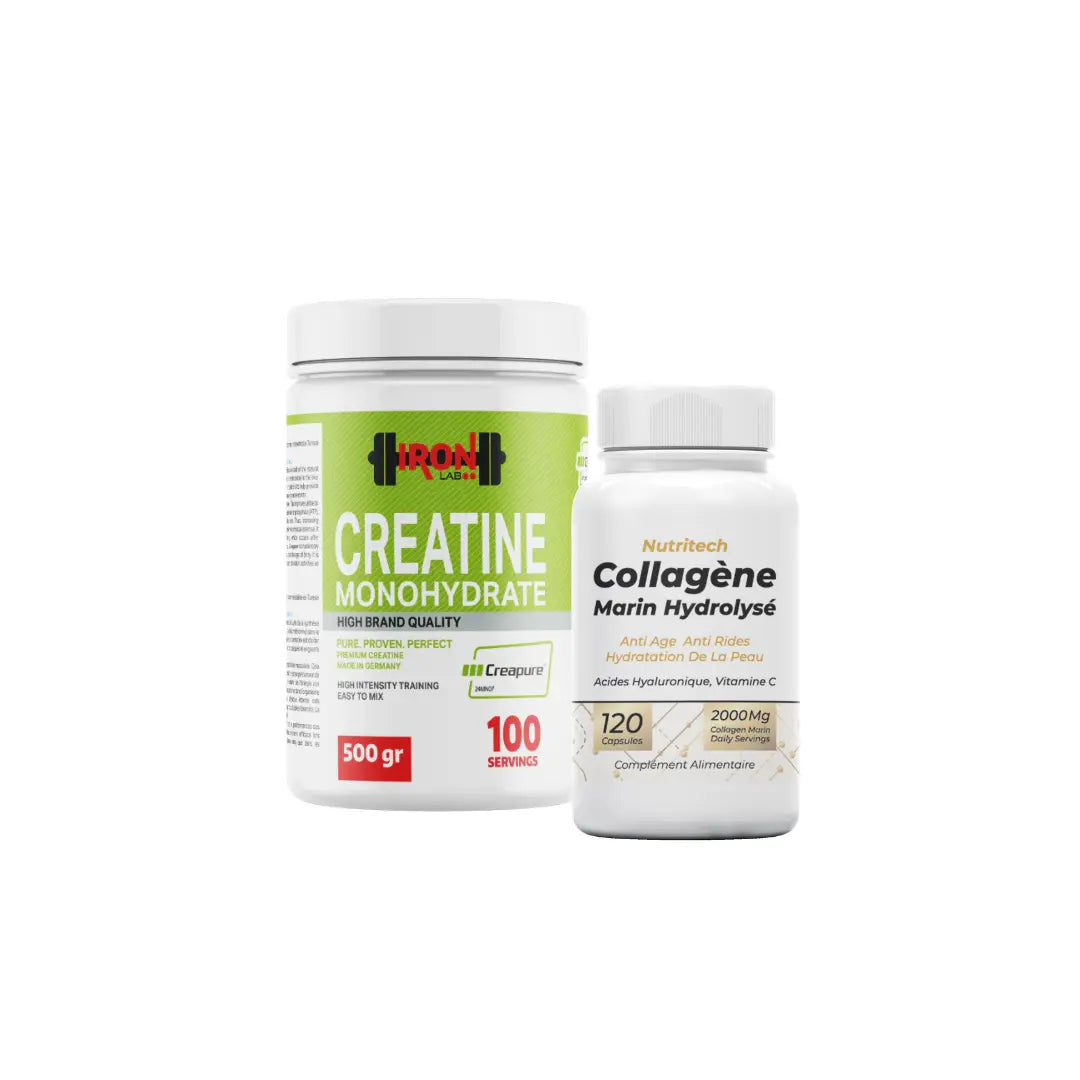 Creapure Creatine 500 G Iron Lab + Collagene Marin Hydrolysé 120 ...