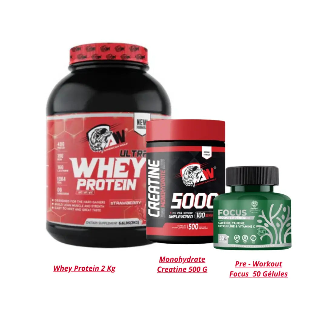 Whey Concentrate 2 Kg + Creatine Monohydrate 500 G + Pre-Workout 50 ...