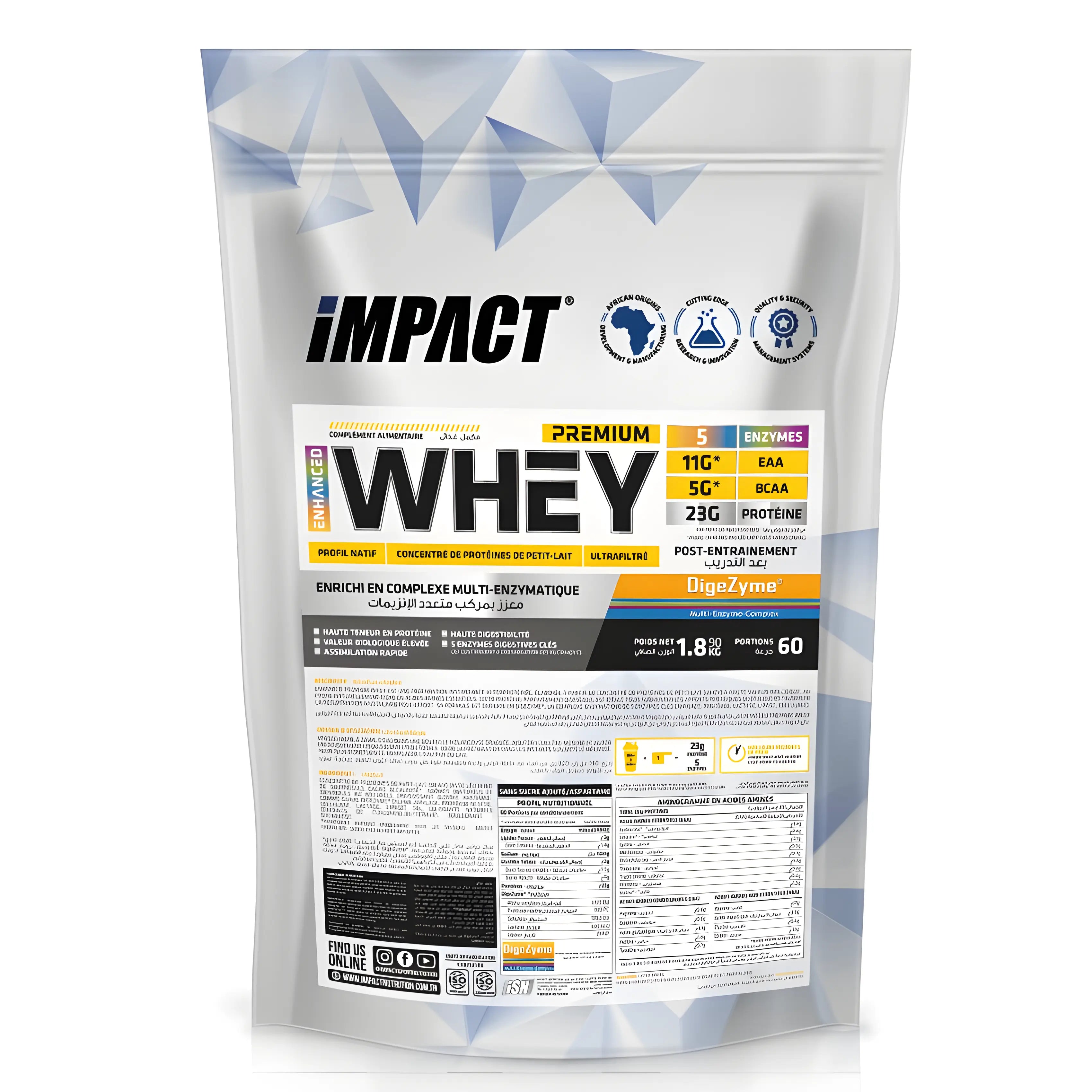 Whey Impact 1,8 Kg Sachet Digezyme - gymproprotein